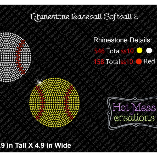 Softball Rhinestone - Etsy