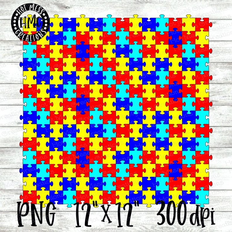 Autism PNG Autism Puzzle Digital Paper Sublimation PNG | Etsy