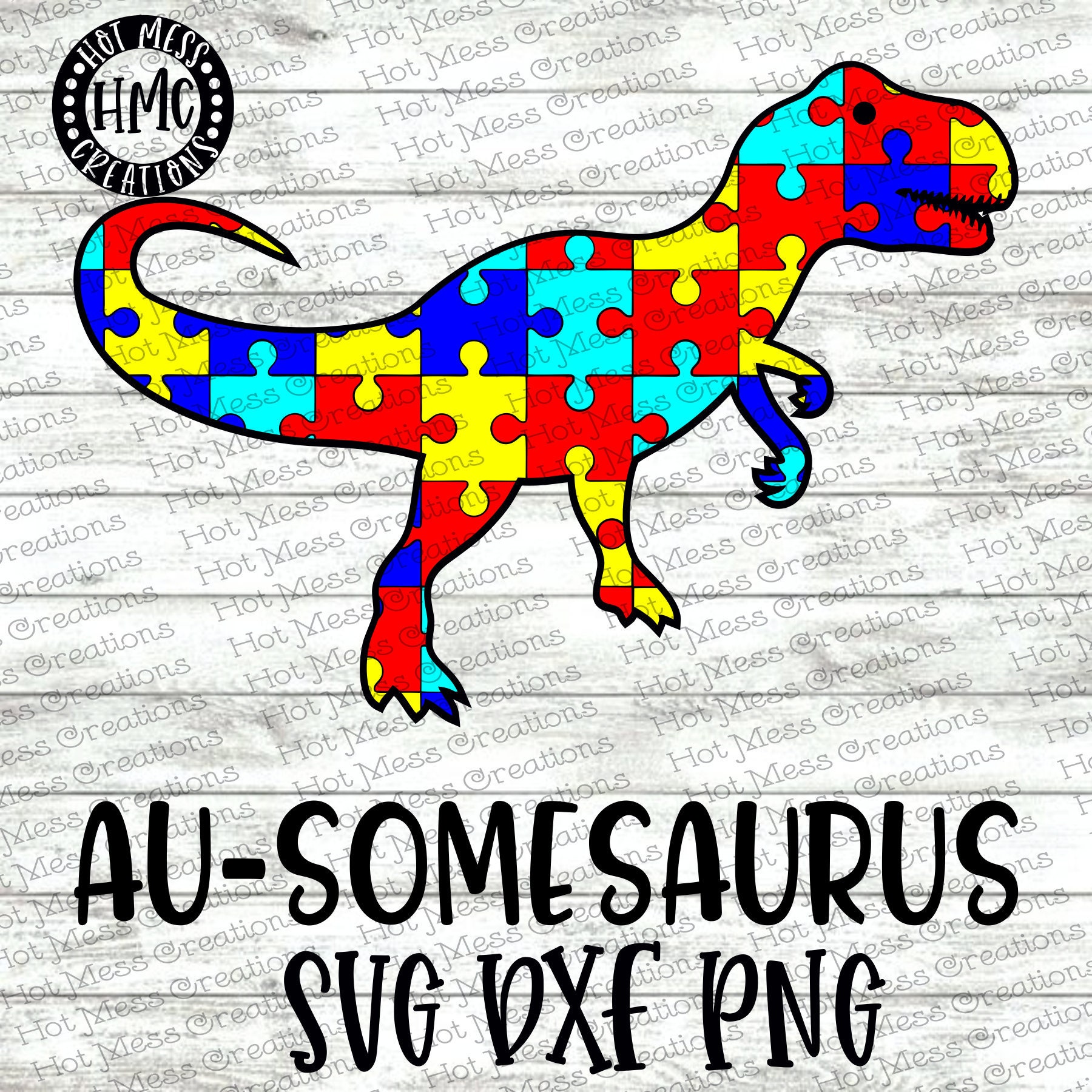 Autism Design SVG DXF EPS - Autism Dinosaur Design - Ausomesaurus ...