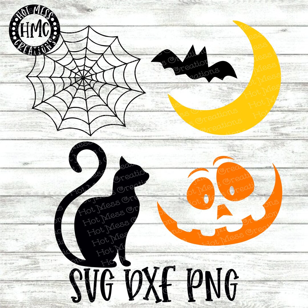 Halloween SVG DXF PNG - Halloween Clipart - Halloween Cat - Moon and ...