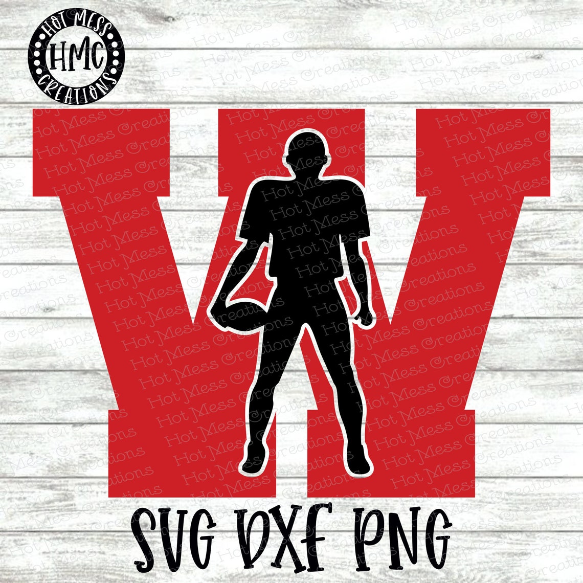 Football SVG DXF PNG Football Player High School W | Etsy