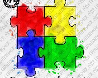 Autism Puzzle Watercolor PDF PNG JPG Sublimation Clipart | Etsy
