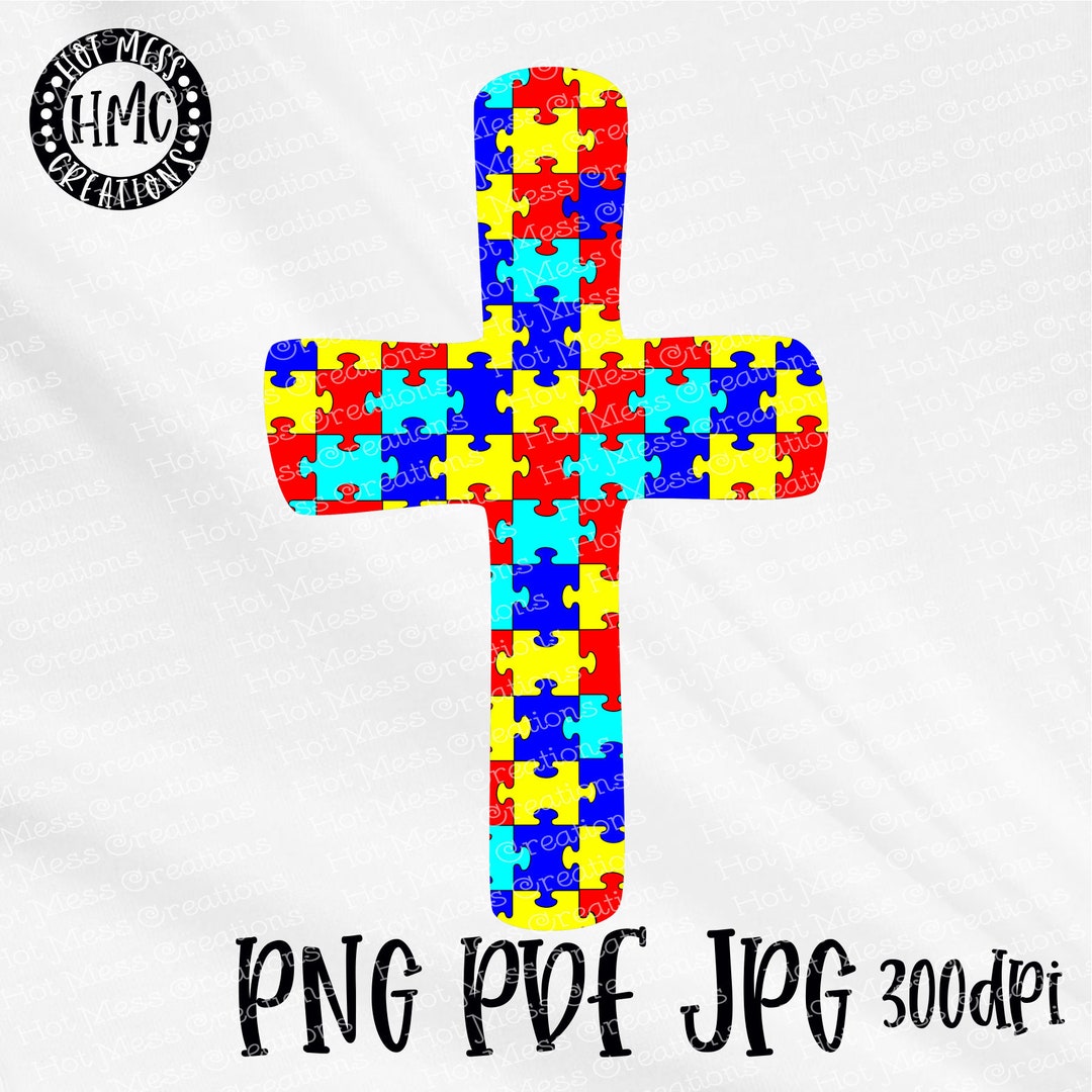 Autism Cross PDF PNG JPG - Autism Design - Sublimation Clipart ...