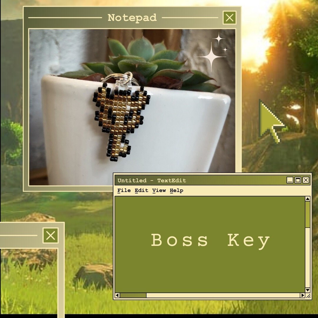 Pixel Boss Key Keychain | Handmade | 8bit Pixel Keychain | Bead | Nerdy ...