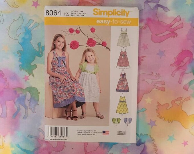 Simplicity Sewing Pattern 8064. Girl's Dress Size 7-14 - Etsy