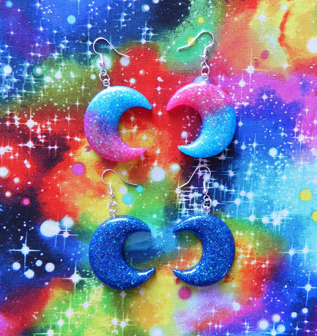 Defect Sale Earring Set. Resin Moon Earrings - Etsy