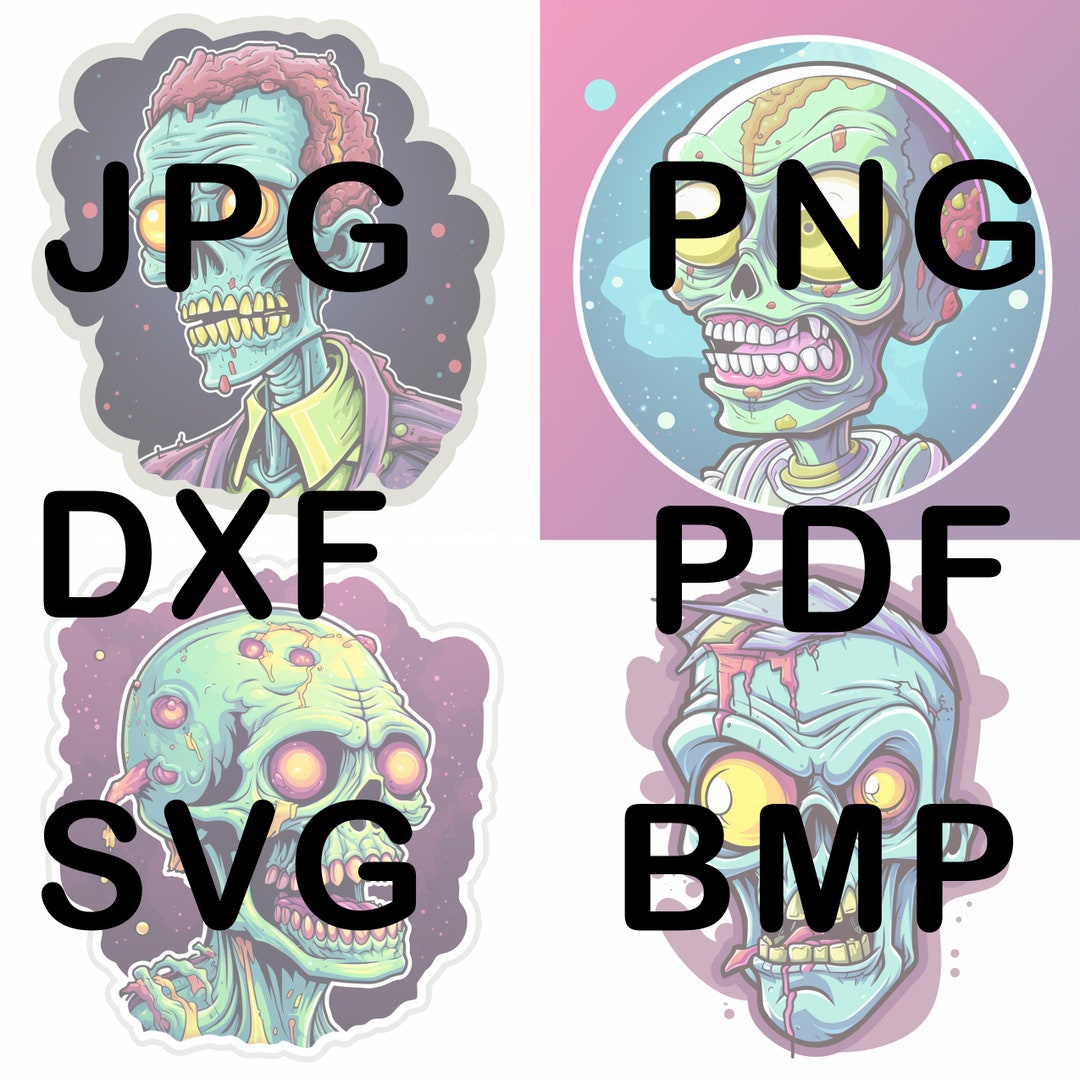 Cartoony Zombie Portraits, Perfect for Making Stickers, Sublimations ...