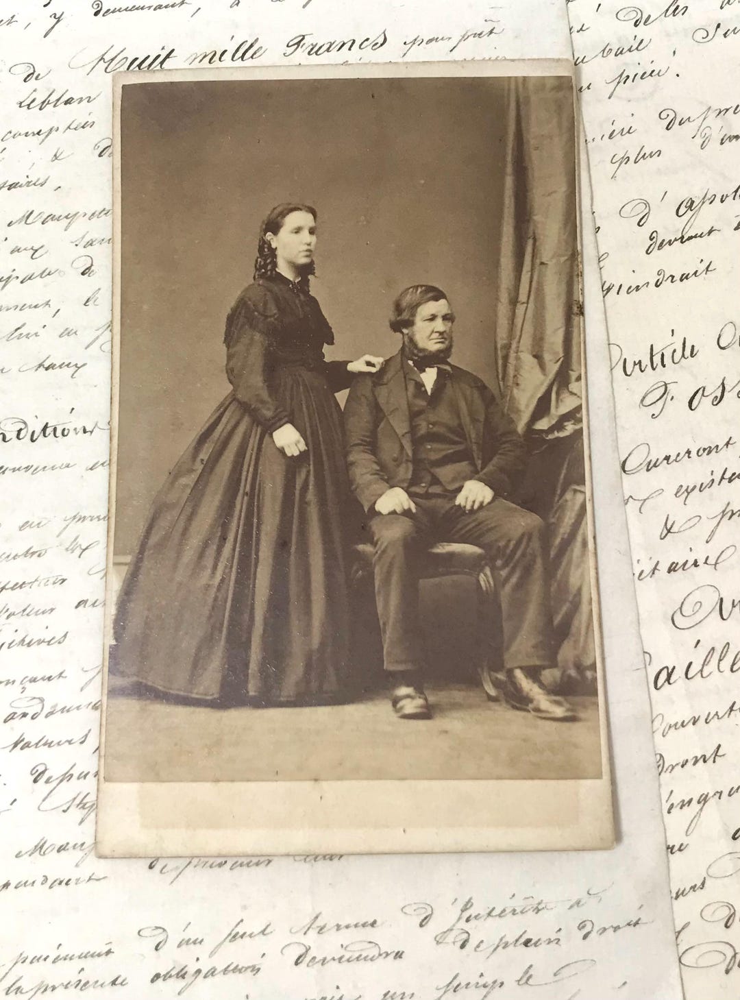 Victorian CDV, Father & Daughter Portrait, Sepia Photograph - 1870s ...