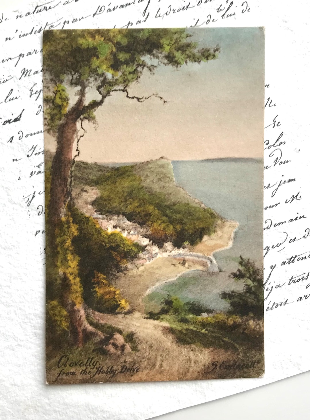 Vintage Postcard, Clovelly Harbour From the Holly Drive, Sea View ...