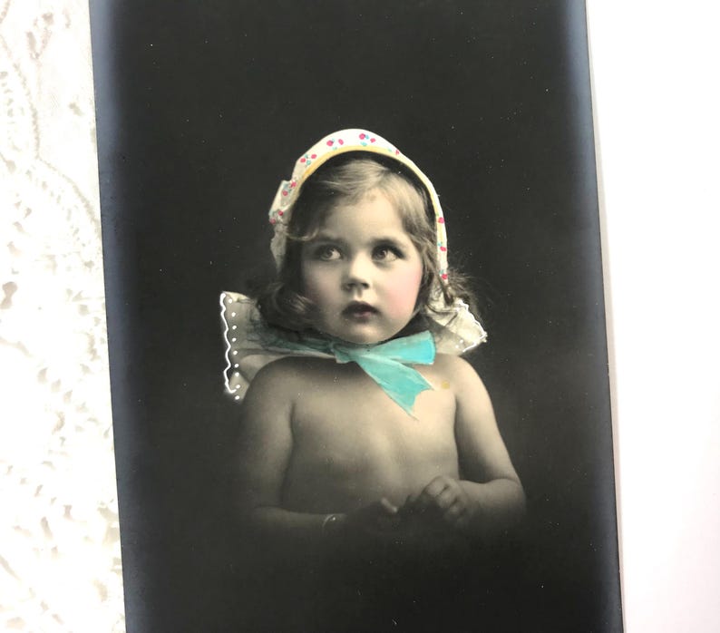 Antique Postcard, Pretty Girl in Lace Bonnet, Hand Painted, Alfred ...