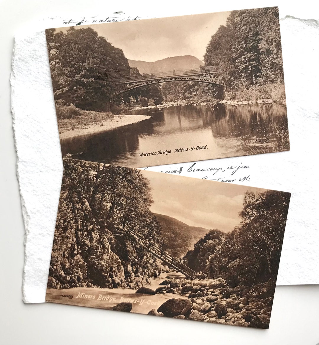 Antique Postcards, Bettws- Y- Coed, Waterloo Bridge, Miners Bridge ...