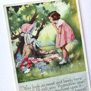 Antique Postcard, Adorable Illustration, Little Girl, Pygmalion, Pink ...