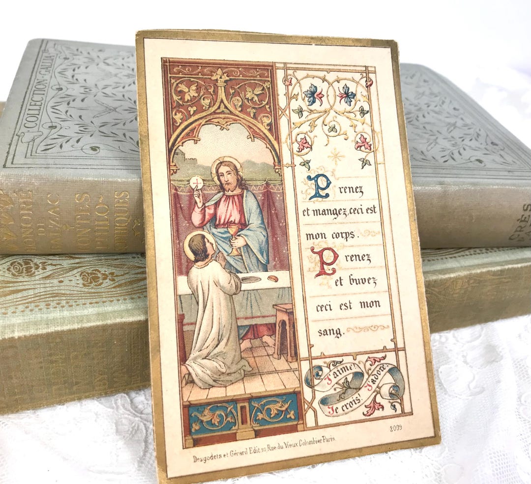 Antique French Prayer Card, Religious Ephemera, Jesus and Child - Etsy