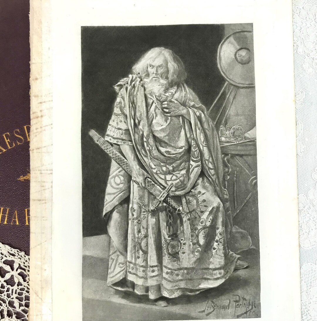 Antique Book Plate, Sir Henry Irving, Shakespearean Actor, King Lear ...