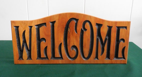 Carved Welcome sign | Etsy