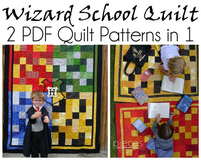 Wizard School Quilt Pattern - 2 Patterns in One - Single and 4-house ...
