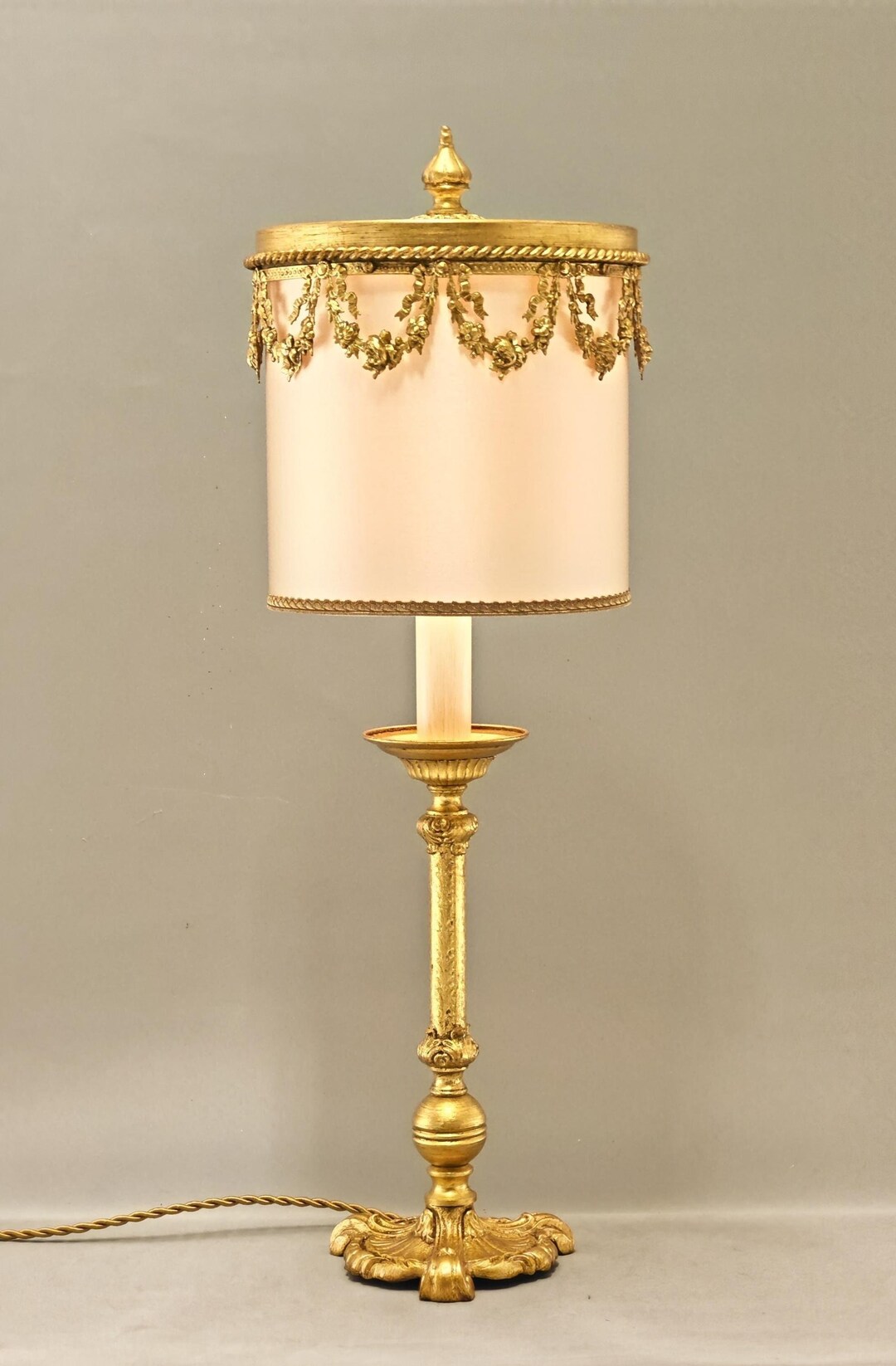 Rare French Gilded Table Lamp With Garlands - Etsy