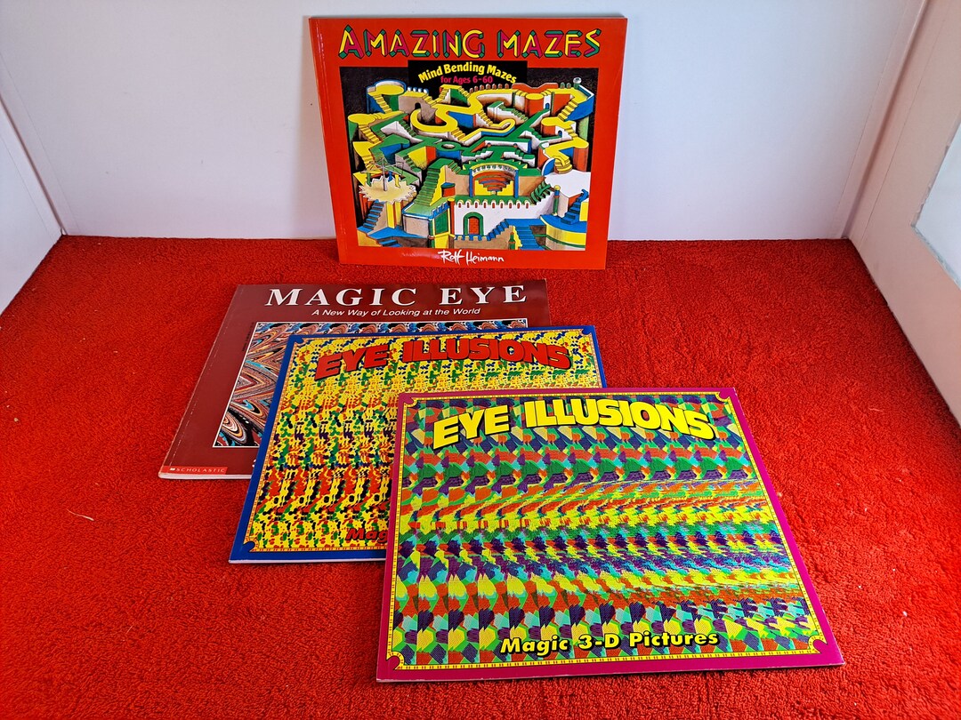 Vintage Magic Eye Book, Eye Illusions, 3D Illusions and Amazing Mazes ...