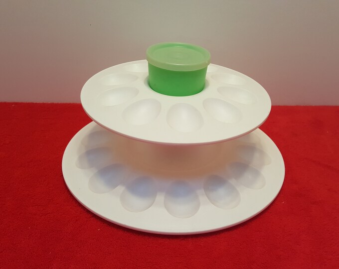 Vintage Tupperware Deviled Egg Keeper, 2 Tier Deviled Egg, Tupperware ...