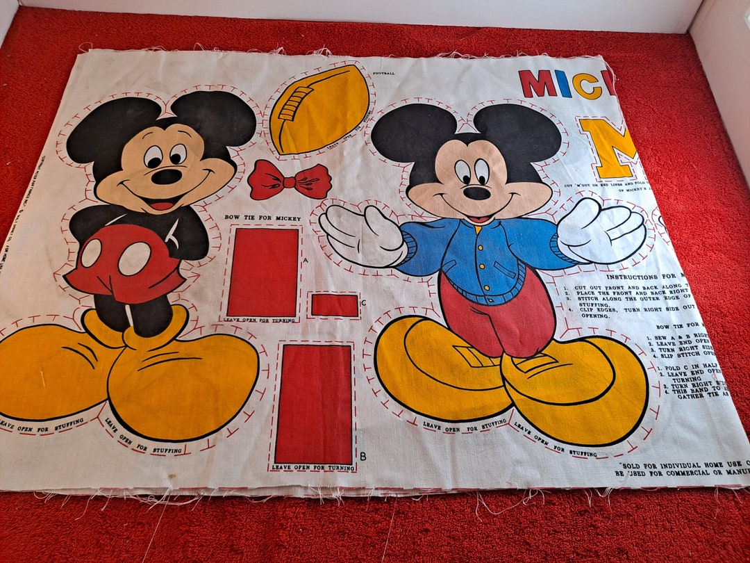 Vintage Disney Mickey Mouse Fabric Pattern, 2 Mickey Dolls, Stuffies - Etsy