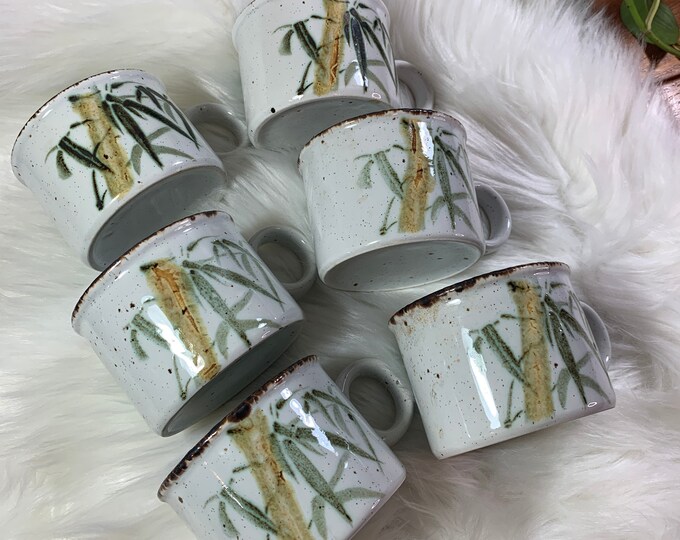 Stonehenge Midwinter Rangoon Mugs Bamboo Print Set of 6 Speckled ...