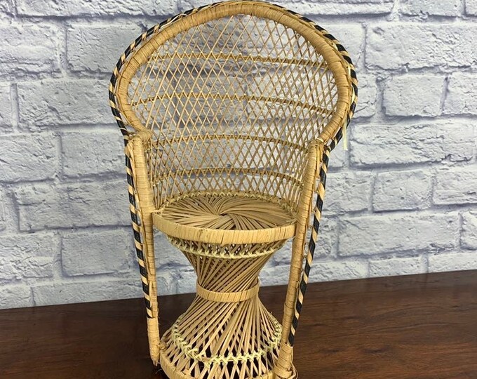 Mini Peacock Chair Plant Stand or Doll Display Chair Vintage Boho Decor ...