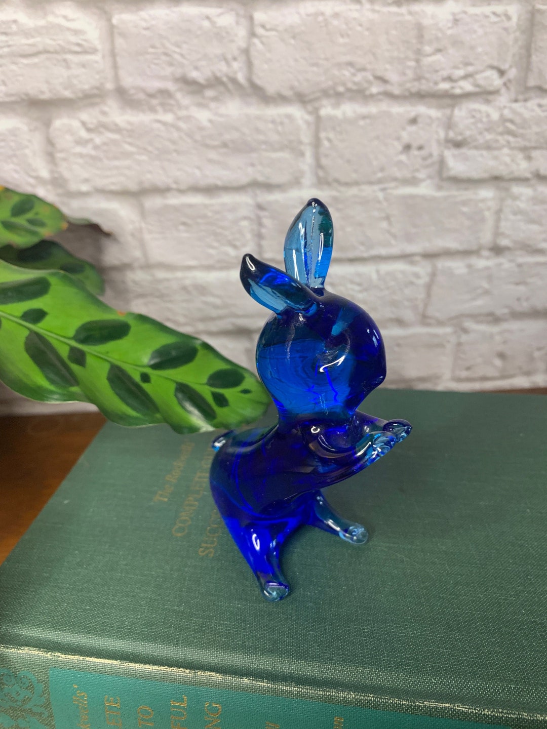 Cobalt Blue Pilgrim Glass Bunny Rabbit Figurine Mid Century American ...