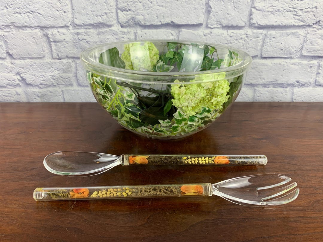1970s Vintage Alpac Creations Salad Bowl With Faux Greenery Acrylic ...
