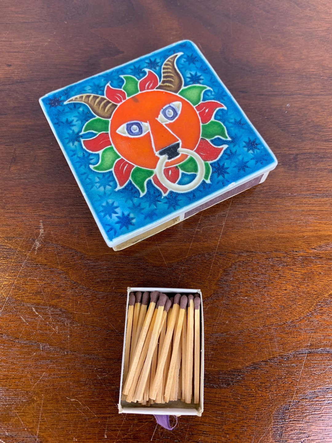 Handpainted Ceramic Tile Matchbook Chimera Lion Creazioni Luciano Italy ...