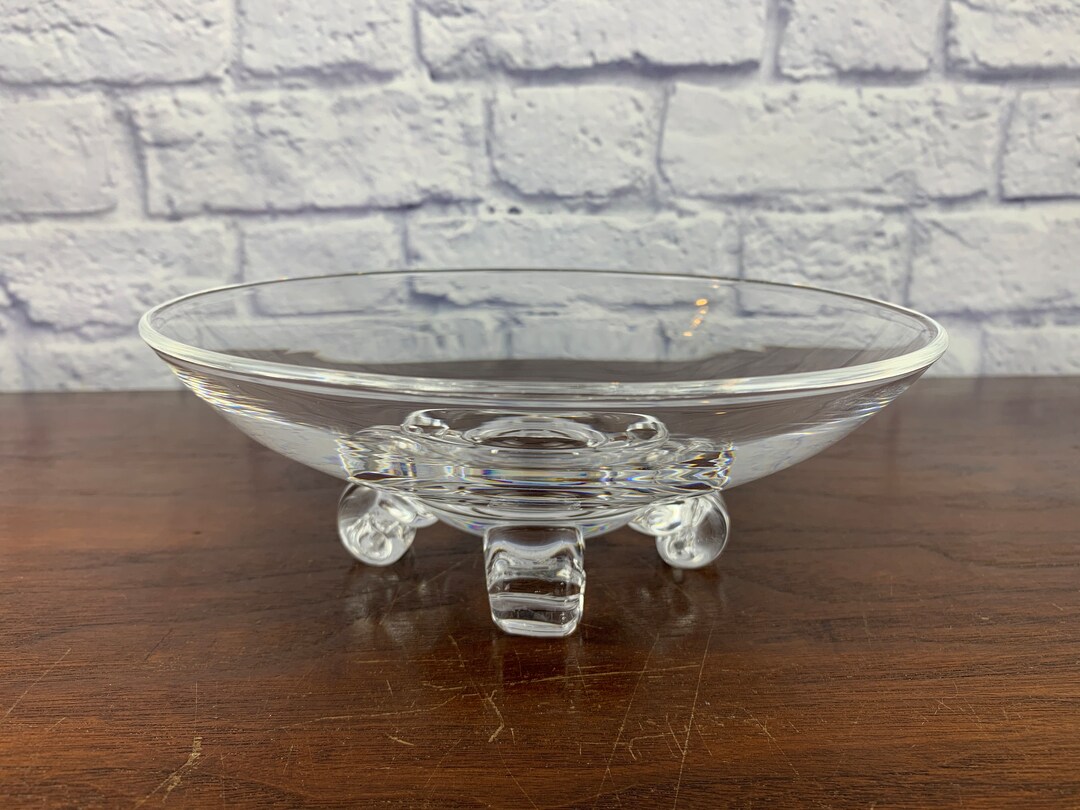 Steuben Clear Crystal Scroll Footed Bowl Vintage Signed Art Glass - Etsy
