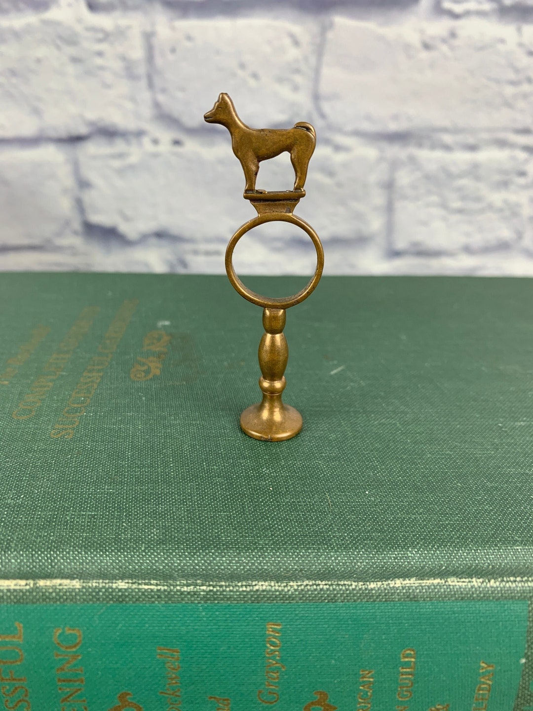 Vintage Bronze Pipe Tamper Hound Dog on Ring Colonial Williamsburg by ...