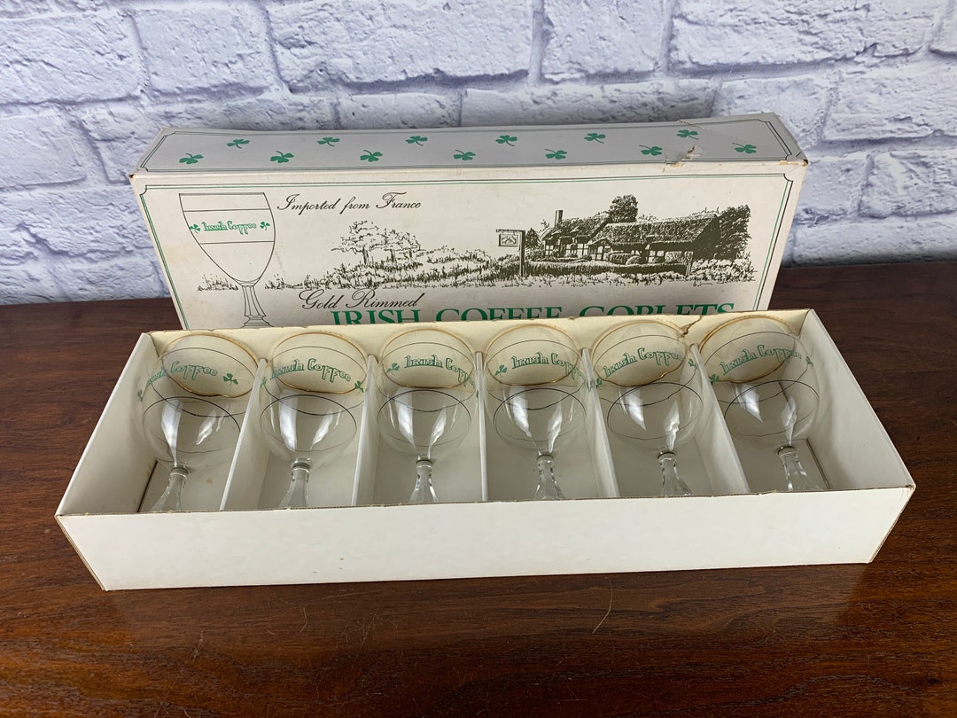 Vintage Irish Coffee Footed Glass Goblets by Luminarc in Original Box ...