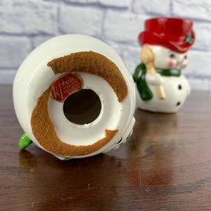 Lefton Mr. and Mrs. Snowman Ceramic Candleholders Vintage Winter and ...