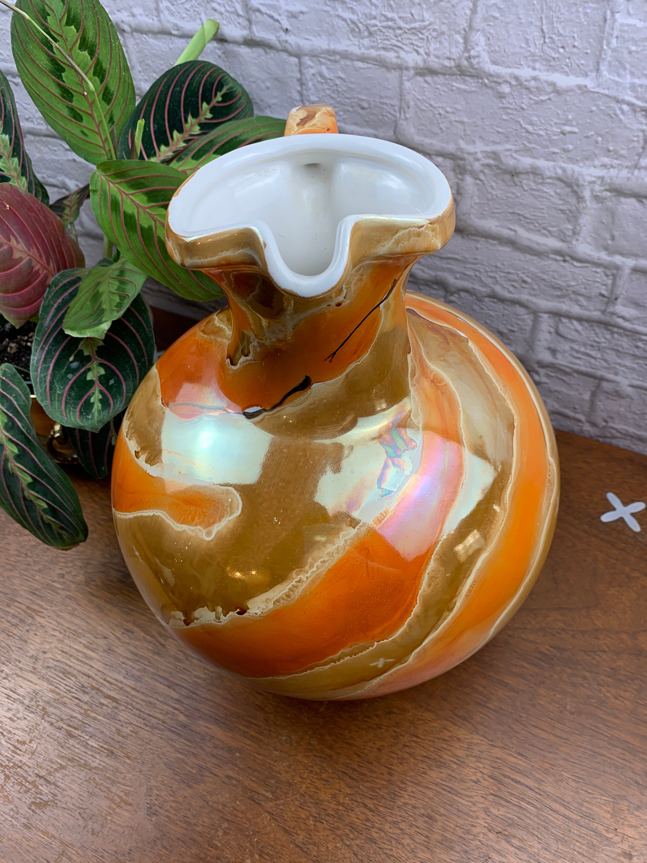 Royal Haeger Pottery Orange, Gold, and White Swirls Mid Century Large ...