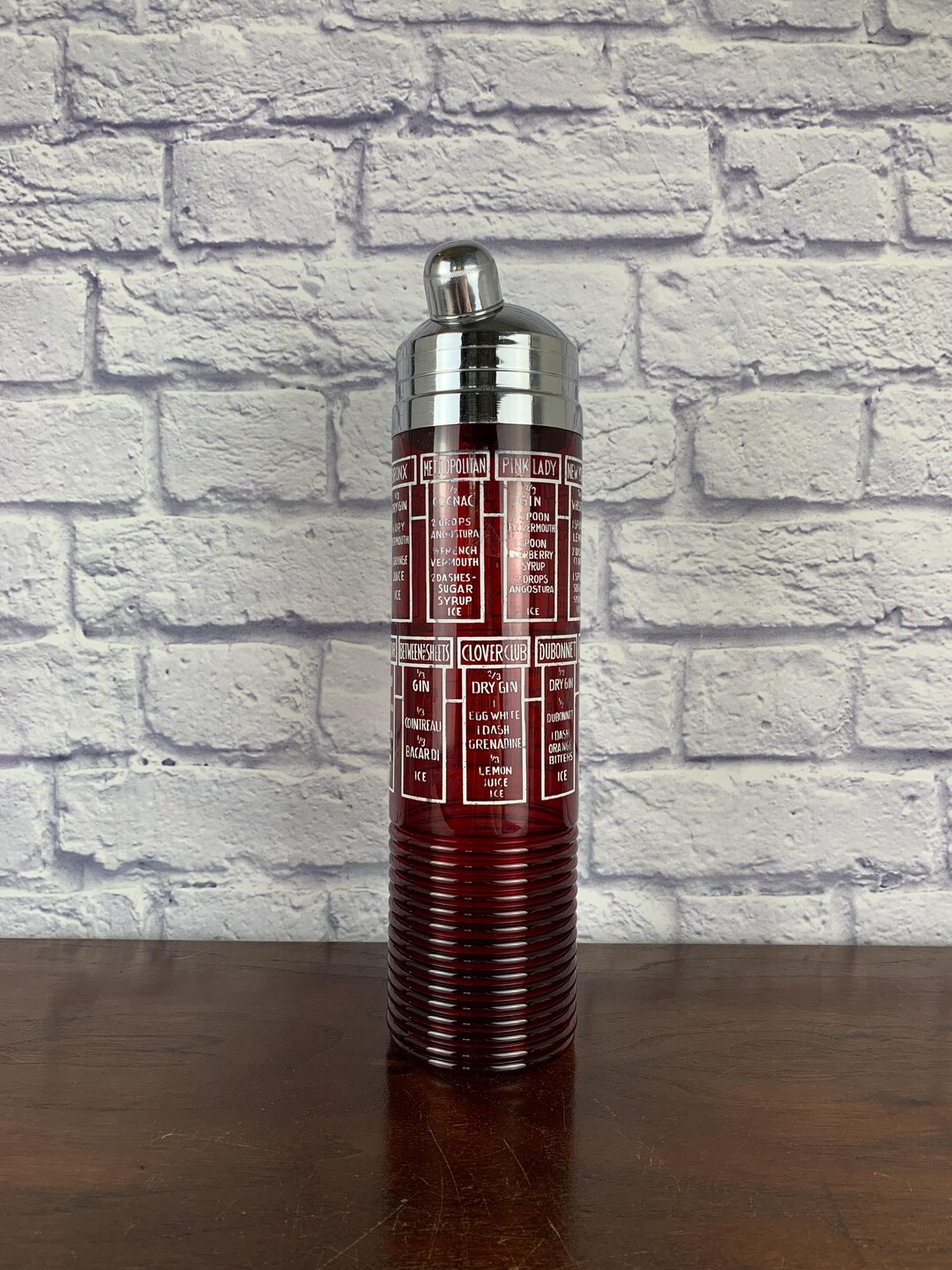 1930s Extra Tall Ruby Red Glass Cocktail Shaker With Recipes and Lid - Etsy