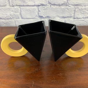 Pair of Prism Mugs by Feltman Langer Black and Yellow Triangular Coffee ...