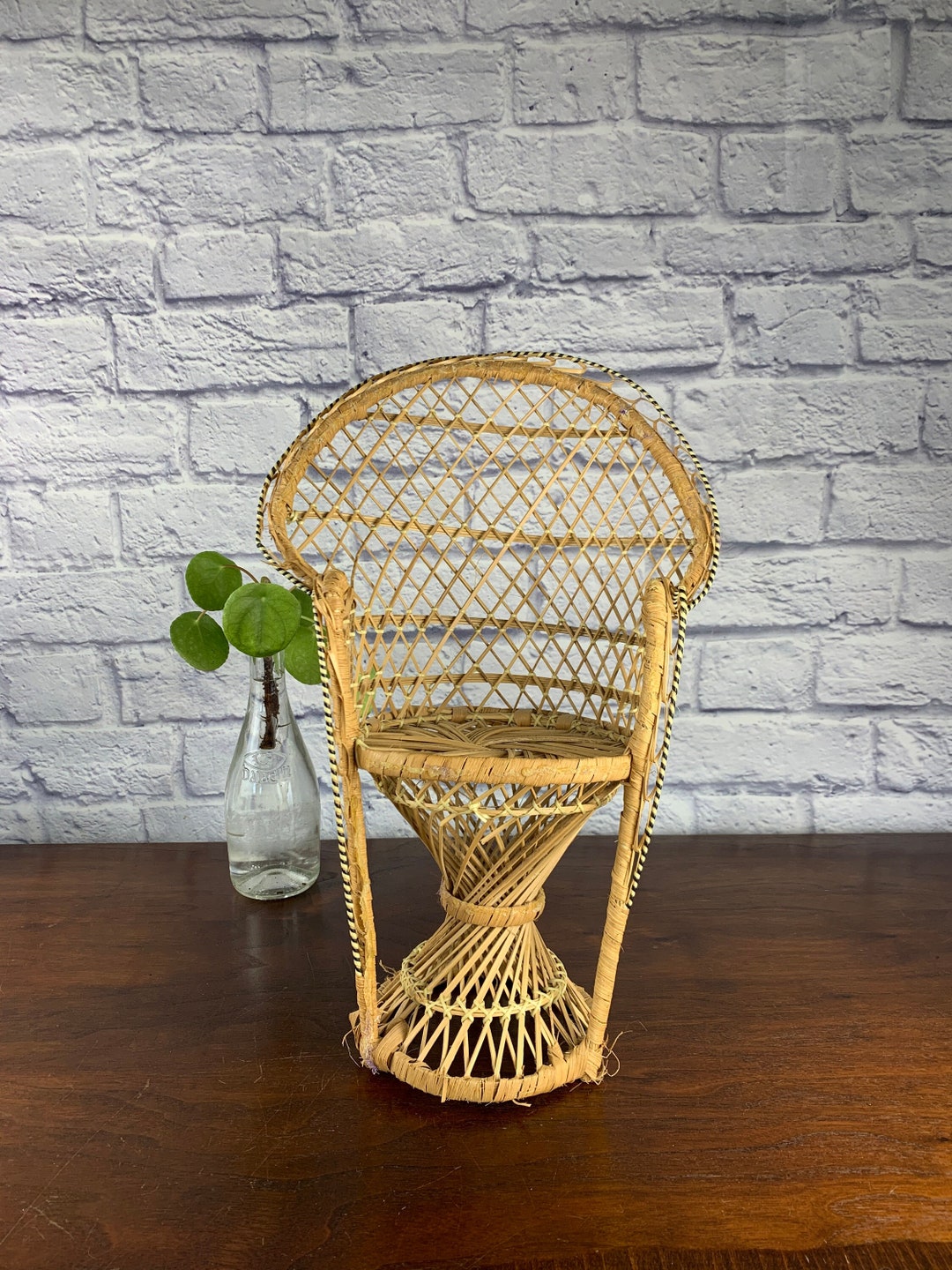 Mini Peacock Chair Plant Stand or Doll Display Chair Vintage Boho Decor ...