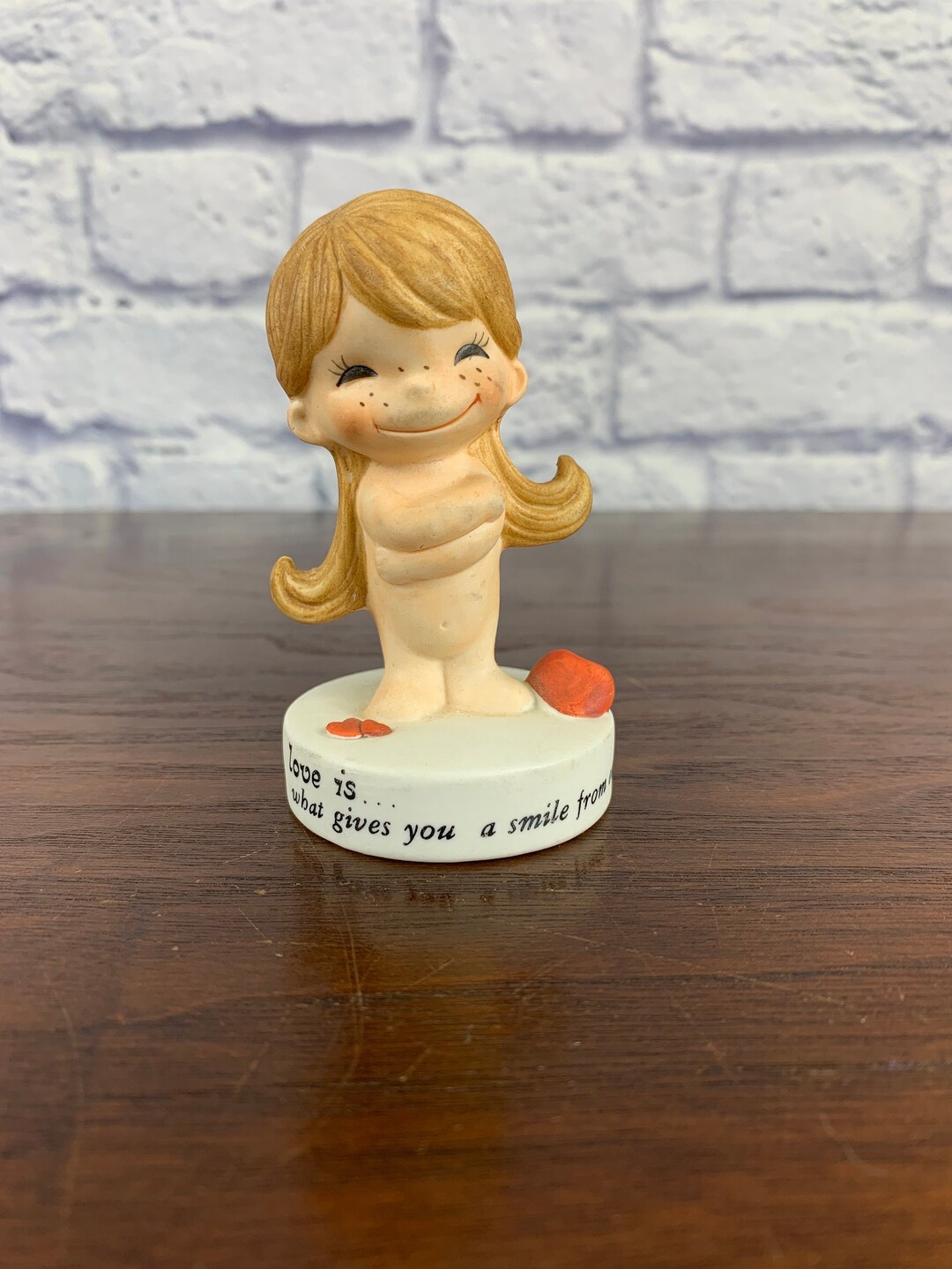 Love is Smiling From Ear to Ear Ceramic Figurine by Kim Casali 1970s Kitschy Knick Knack - Etsy