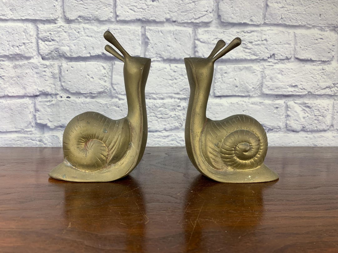 Vintage Brass Snail Bookends - Etsy