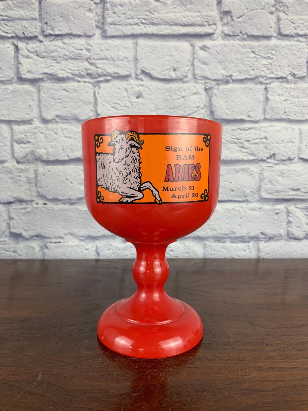 1970s Oversized Aries Red Indiana Glass Goblet Zodiac Astrology Gift - Etsy
