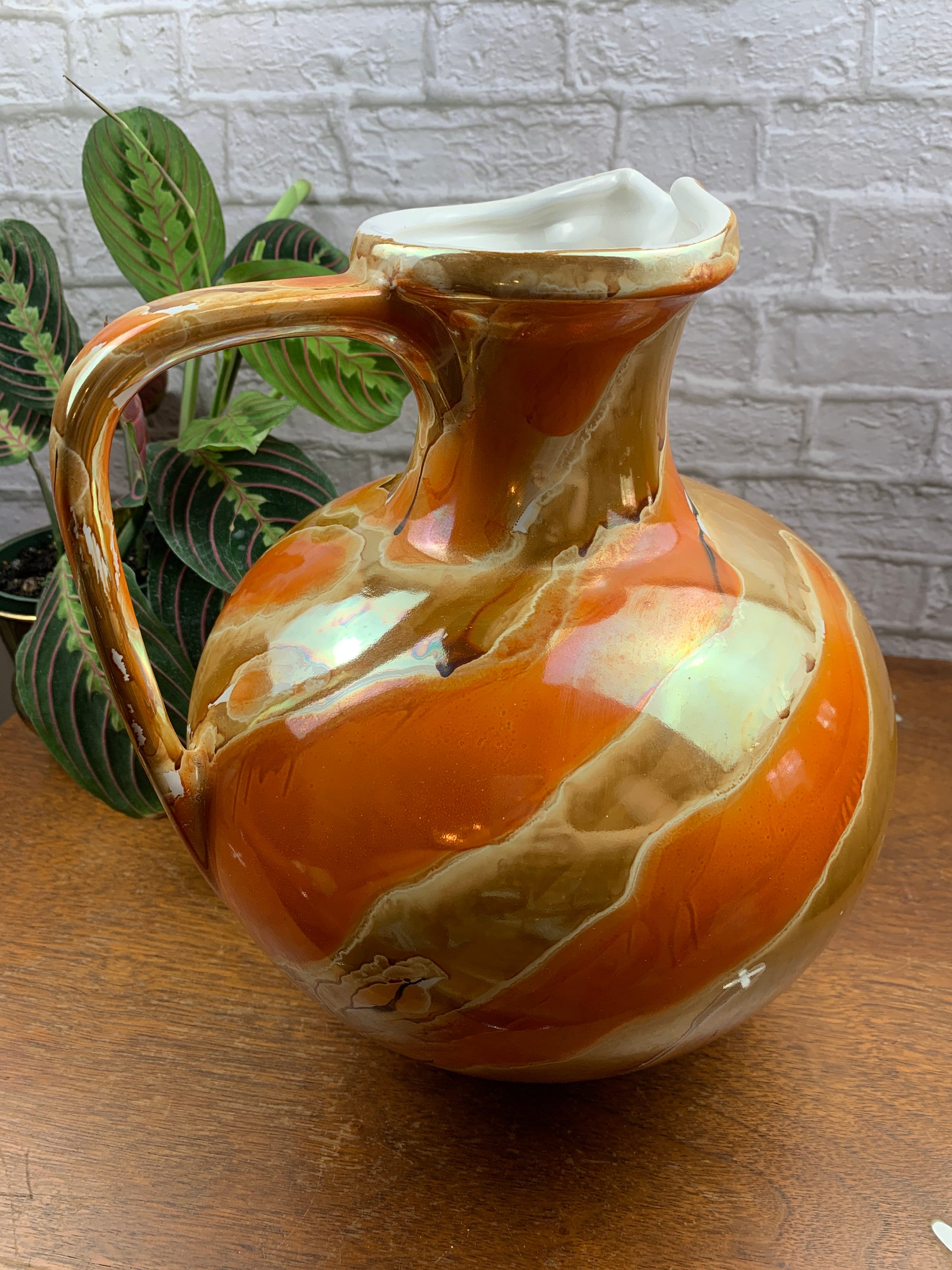 Royal Haeger Pottery Orange, Gold, and White Swirls Mid Century Large ...