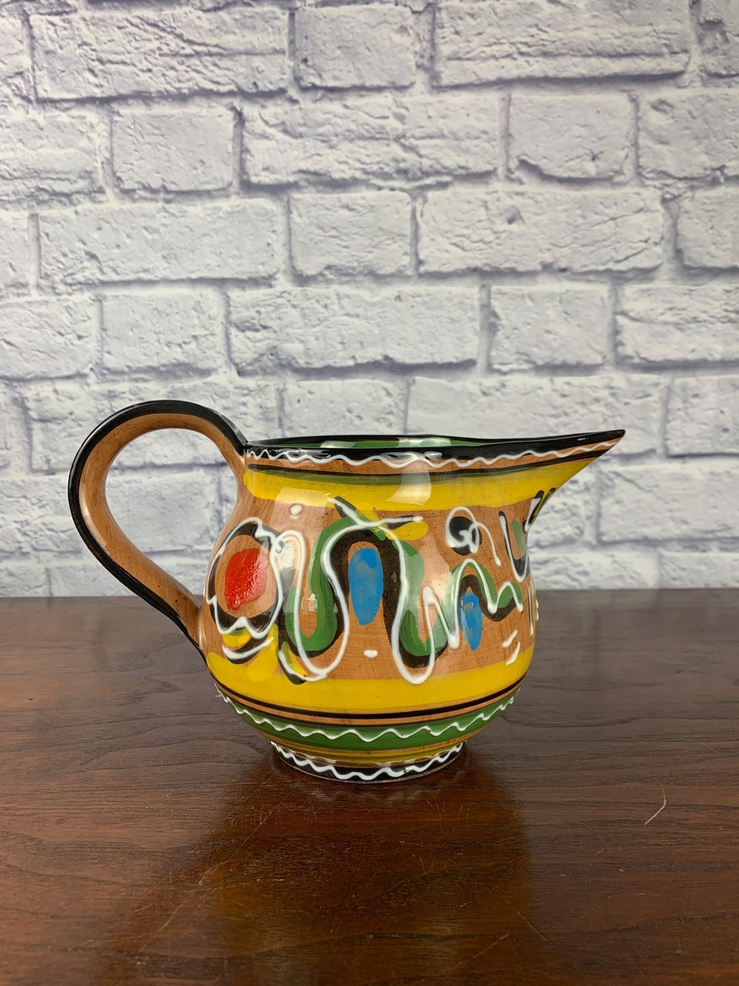 FC Deruta Small Ceramic Jug Made in Italy Mid Century Abstract Pattern ...