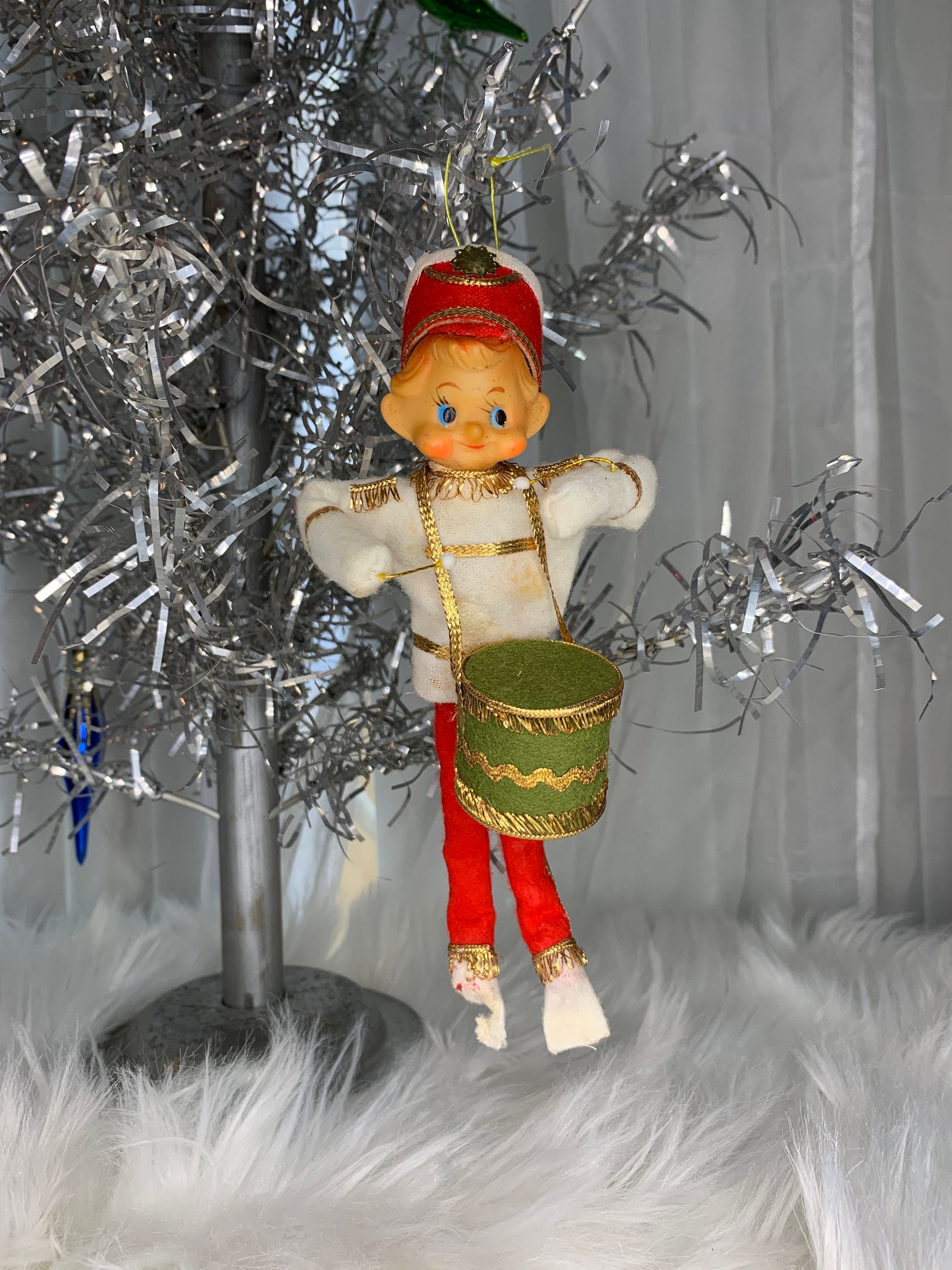 Vintage Pixie Elf Drummer Boy Mid Century Christmas Tree Ornament ...