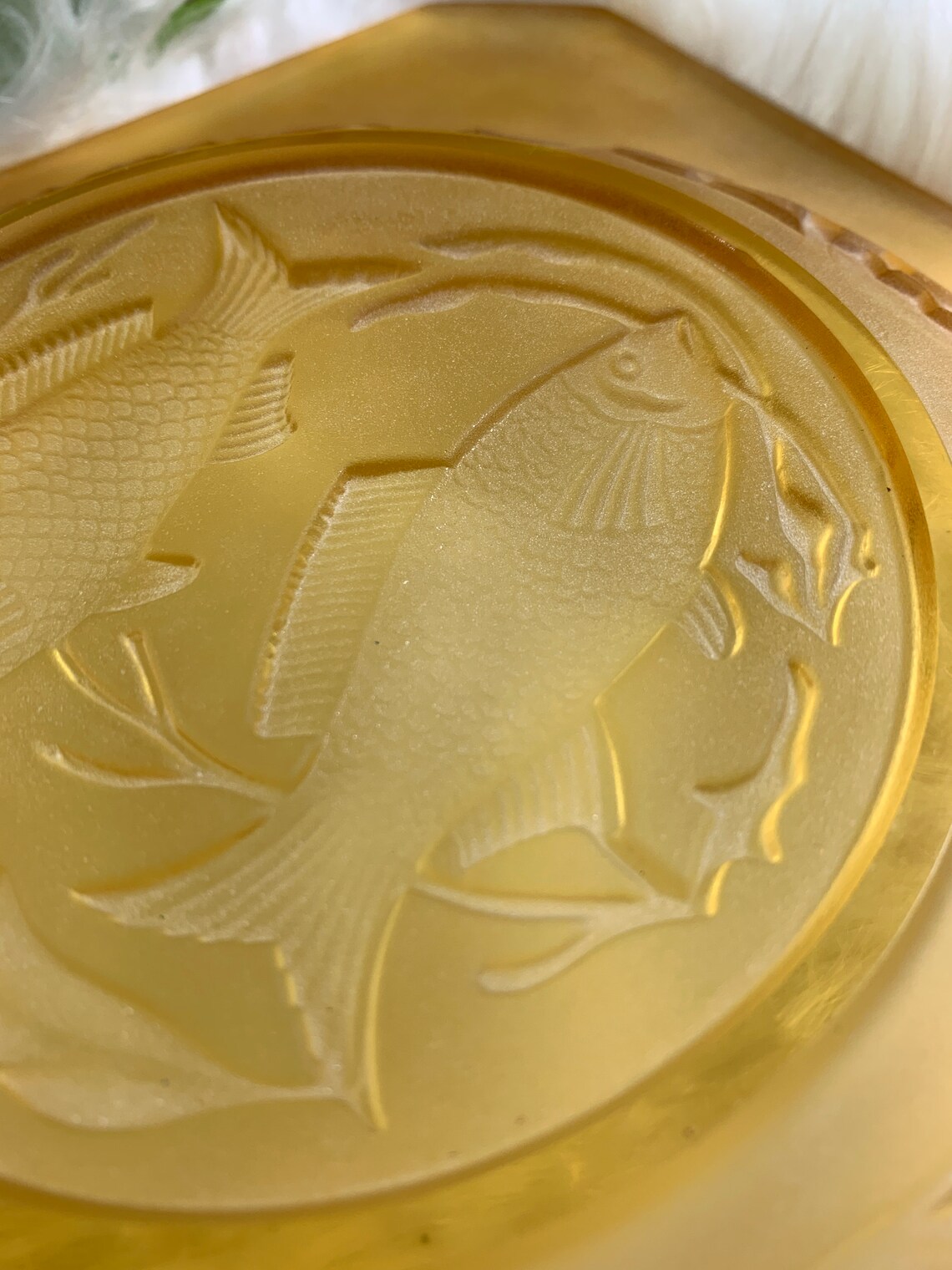 Art Deco Amber Glass Bagley Fish Plate Shallow Bowl No 3123 | Etsy