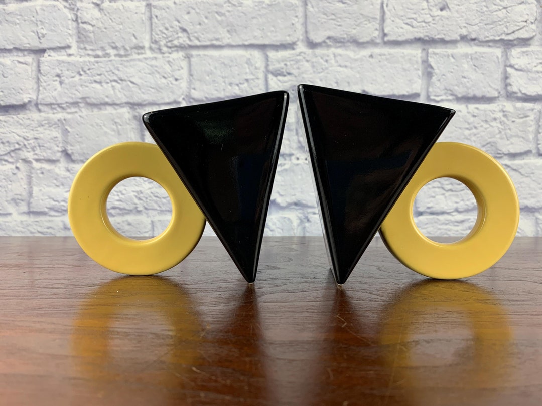Pair of Prism Mugs by Feltman Langer Black and Yellow Triangular Coffee ...