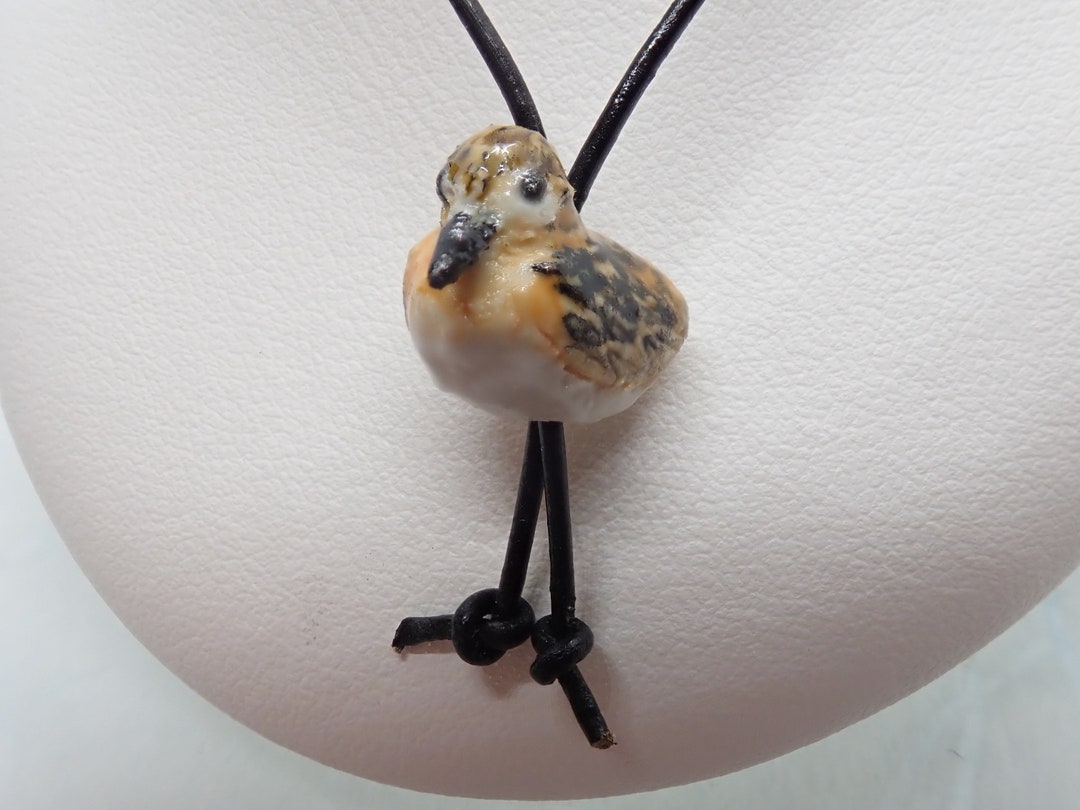 Ceramic Sanderling Bead Porcelain Sanderling Necklace Ceramic Sandpiper ...