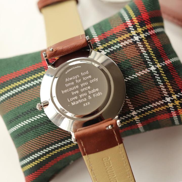 Men's Personalized Engraved Watch Walnut Leather Strap - Etsy UK