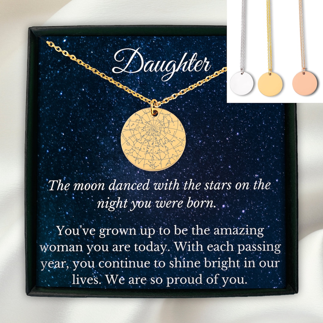 Personalised Star Map Necklace - Night Sky by Date, Location - Daughter ...
