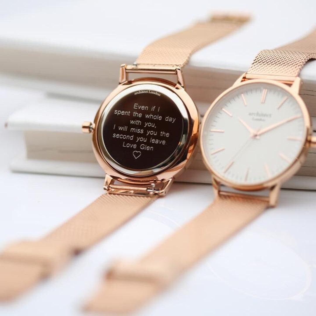 Ladies Personalized Rose Gold Engraved Watch | Personalised Watch With ...