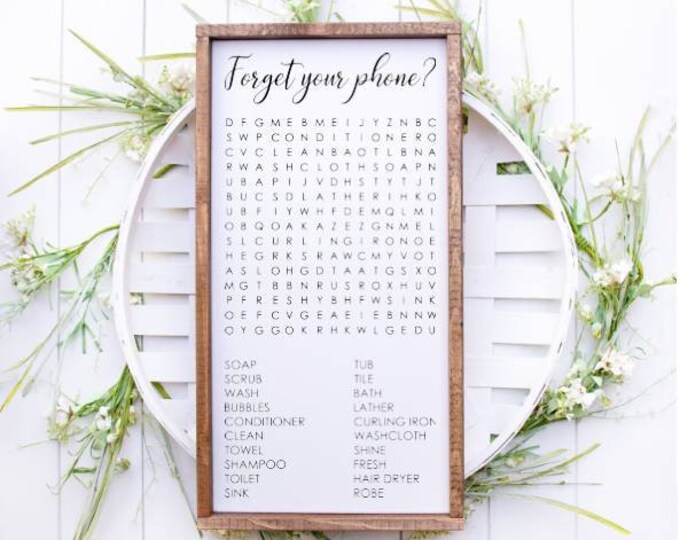 Forget Your Phone Word Search Bathroom Sign, Forget Your Phone Sign ...